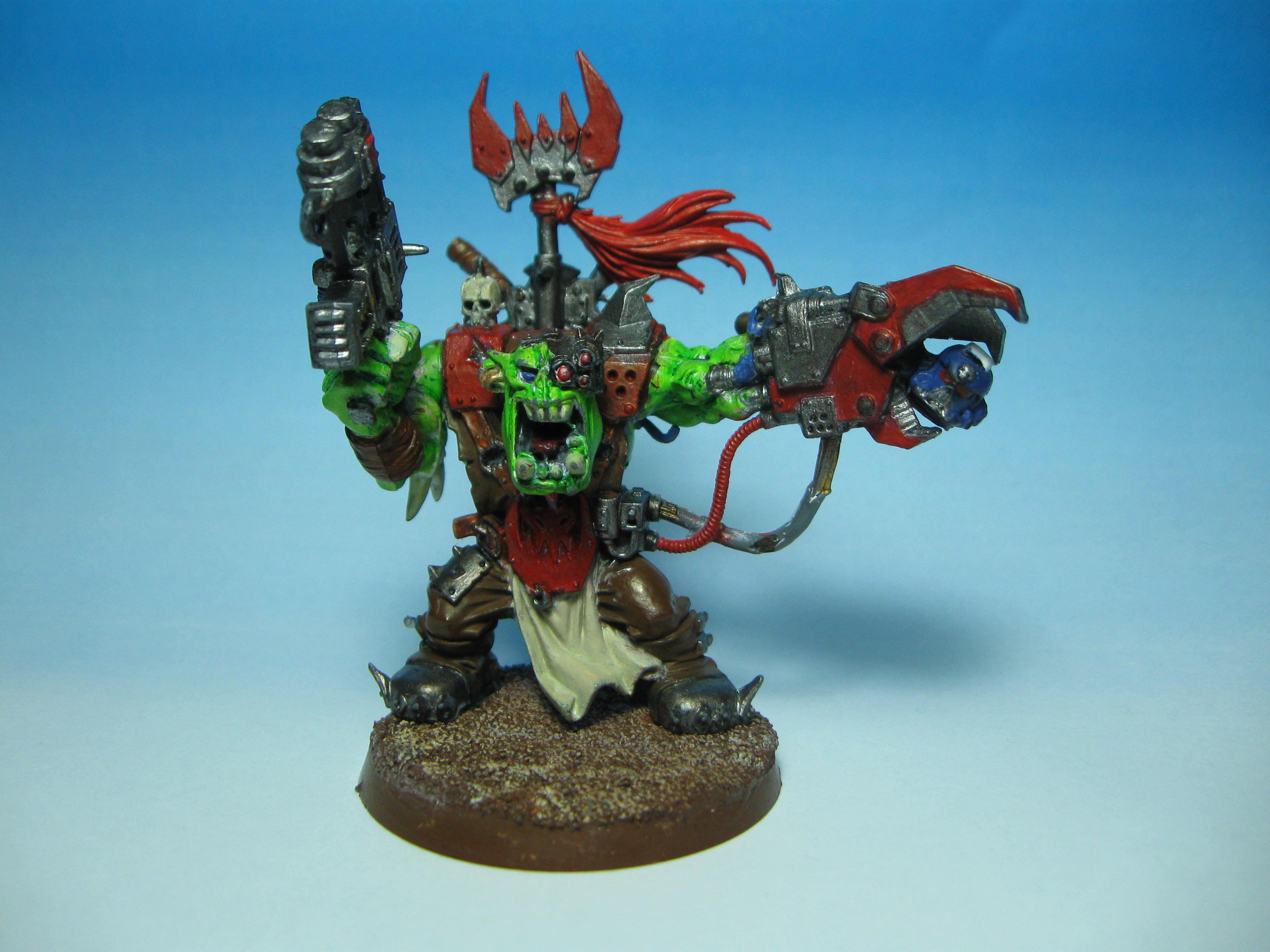 Ork Warboss with Power Klaw, Twin-Linked Shoota and Bosspole (Front ...