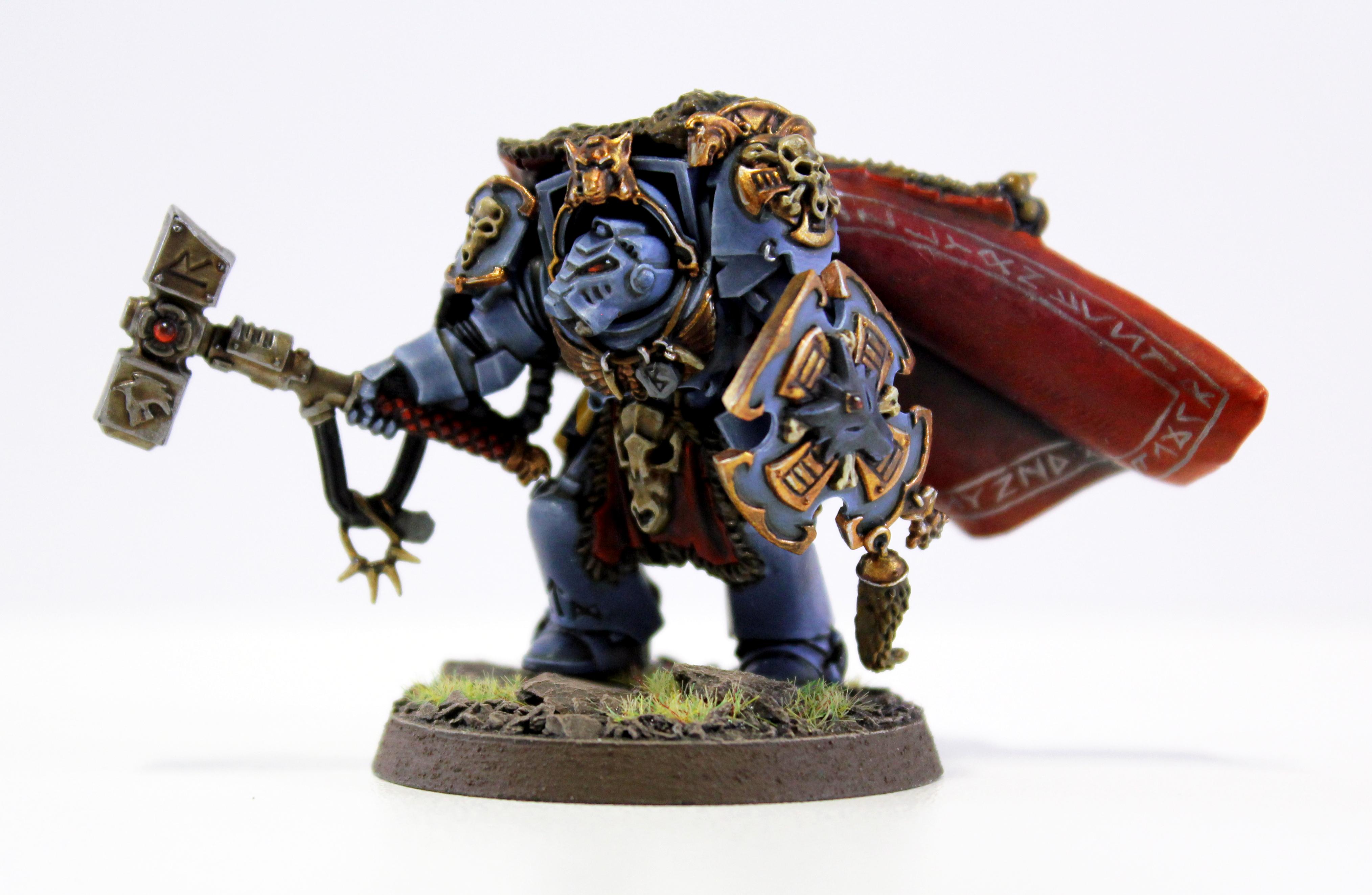 Nice Base, Pro Painted, Shield. Cape, Space Wolves, Thunder Hammer ...