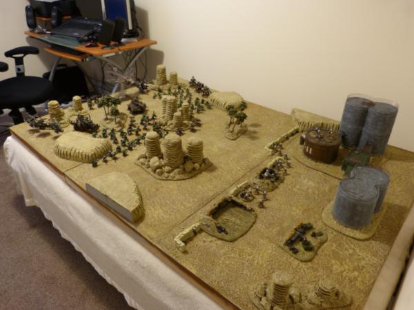 Homemade desert terrain board with a generous topping of orks/Tallarn ...