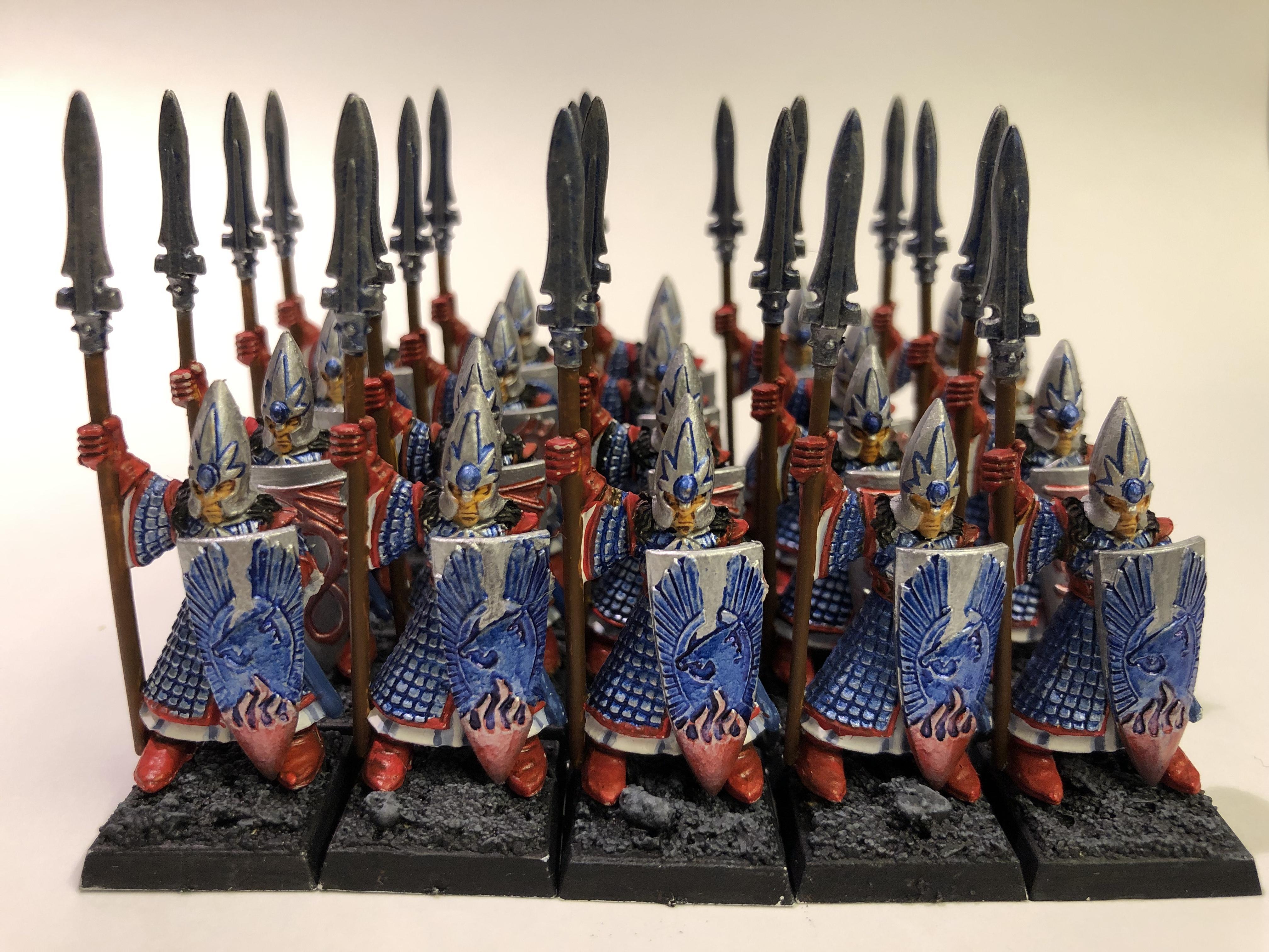 4th Edition, High Elve, Spearmen - Finished High Elf Spearmen Front Low ...